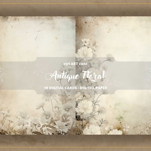 Antique Floral Digital Paper, Invitation Paper, Digital Paper, Journal ...
