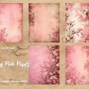 Shabby Pink Printable Paper for Journal Tattered Paper for Journal Kit Printable Journal Pages ...