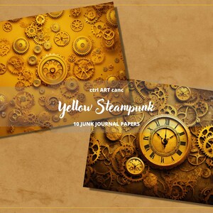 Steampunk Background Yellow Steampunk Digital Paper Instant Download ...
