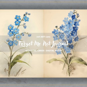 Forget Me Not Journal Page Digital Paper, Digital Paper, Journal Kit ...