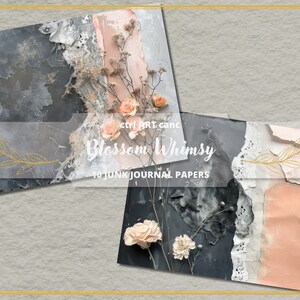 Floral Black Collage Journal Kit Abstract Lace Background Floral ...
