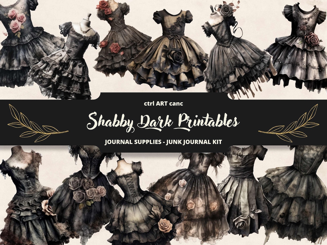 Shabby Dark Dresses Printable, Shabby Dark Printable, Tattered Dress ...