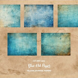 Blue Old Paper Background Stained Paper Wallpaper Junk Journal Paper ...