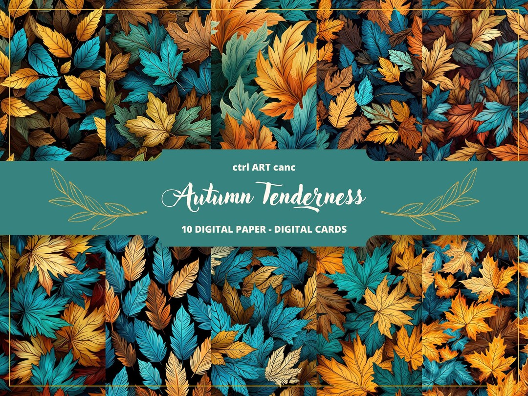 Autumn Leaves Digital Paper, Autumn Scrapbook Background, Autumn Junk ...