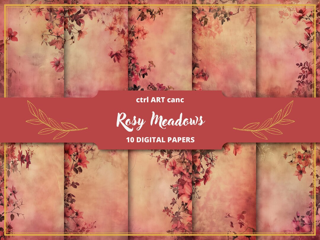 Pink Floral Digital Paper: Roses Scrapbook Kit (digital Download) - Etsy