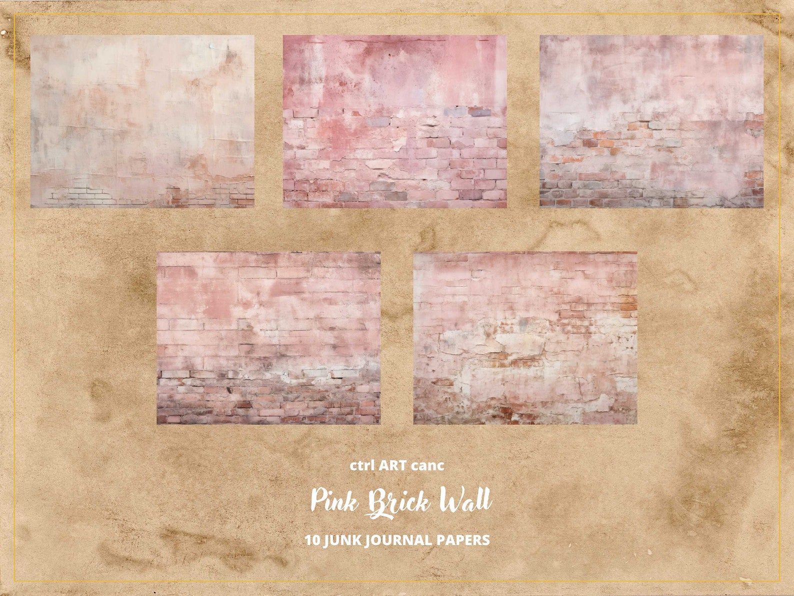 Brick Wall Texture Junk Journal Paper Pink Scrapbook Digital Paper for ...