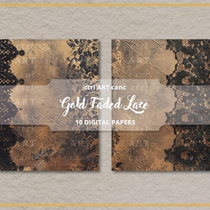 Black Gold Lace Junk Journal Paper Digital Paper Kit Scrapbook Paper ...