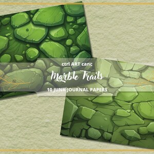 Green Stone Digital Paper Kit Stones Printable Paper Junk Journal Kit ...