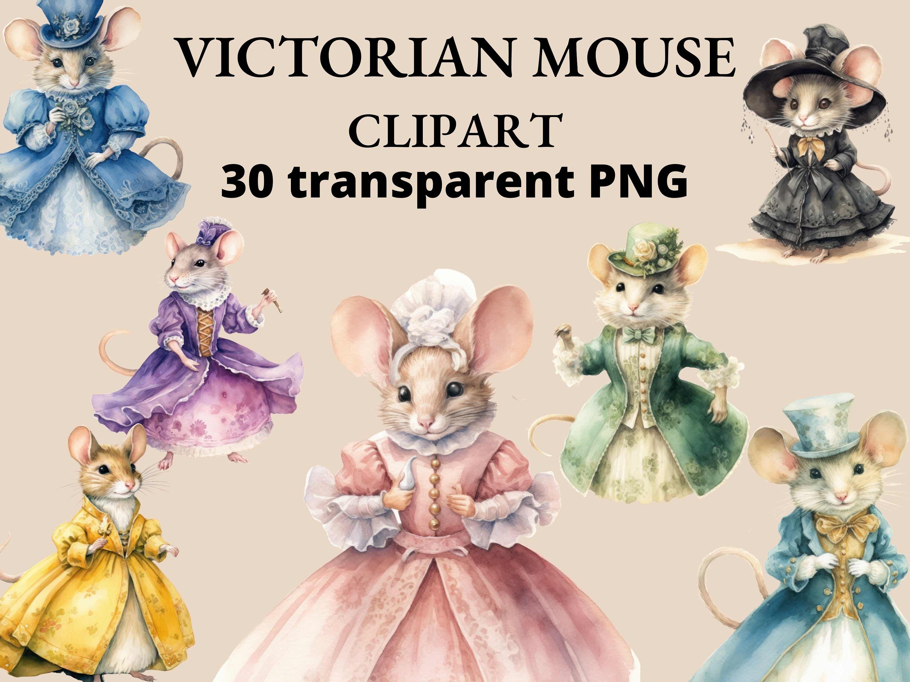 Victorian Mouse Watercolor Clipart Victorian Mouse Clipart - Etsy