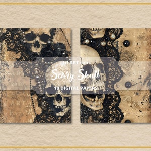 Skull Digital Paper for Junk Journal Kit Scrapbook Paper Gothic ...