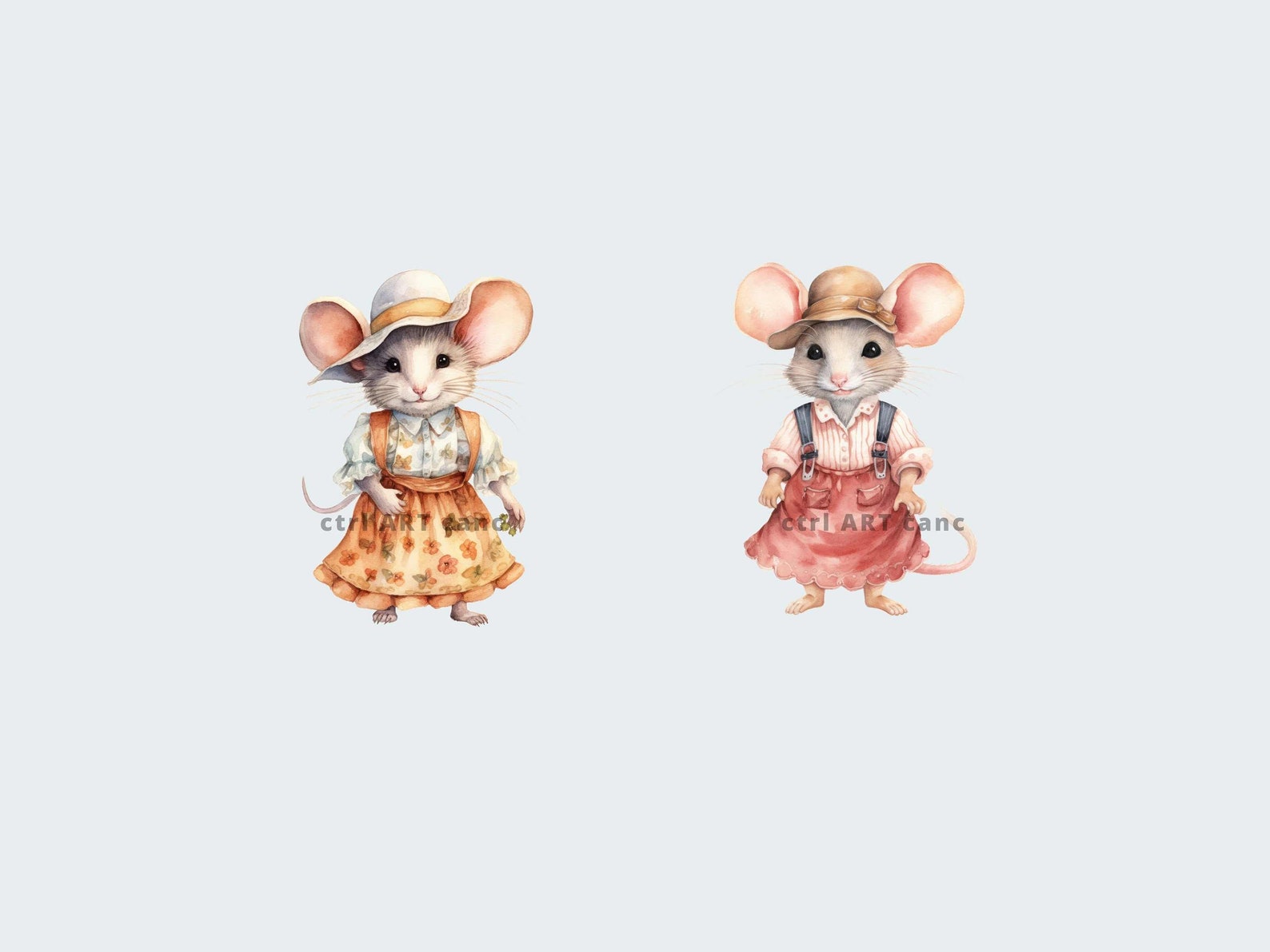 Cute Mouse Watercolor Clipart Country Mouse Clipart - Etsy