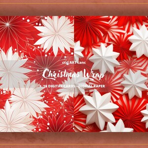 Red & White Christmas Digital Paper, Christmas Wrapping Paper, Junk ...