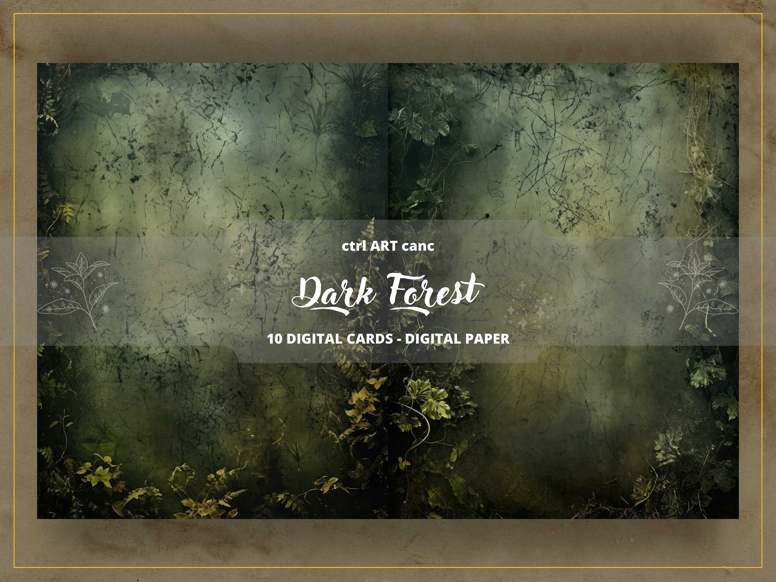 Dark Forest Digital Paper, Vintage Paper, Black Paper, Gothic Digital ...