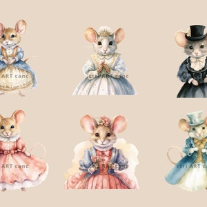 Victorian Mouse Watercolor Clipart, Victorian Mouse Clipart ...