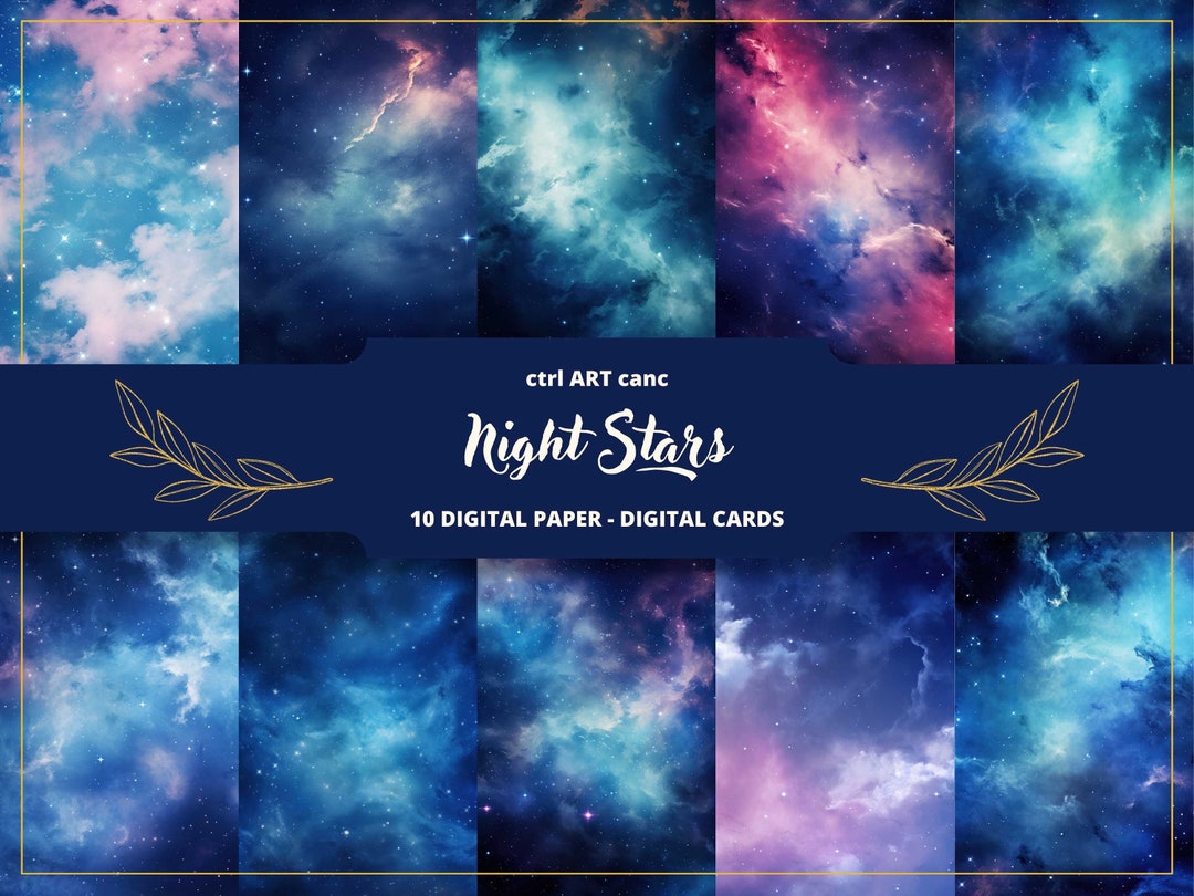 Night Sky Digital Paper Printable Stars Paper Galaxy Printable Nebula ...