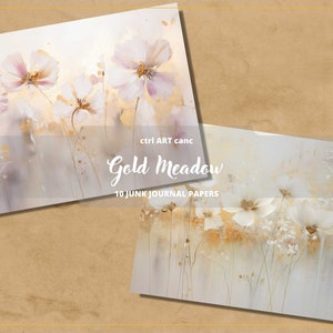 Gold Floral Junk Journal Kit Printable Floral Paper Gold Paper for ...