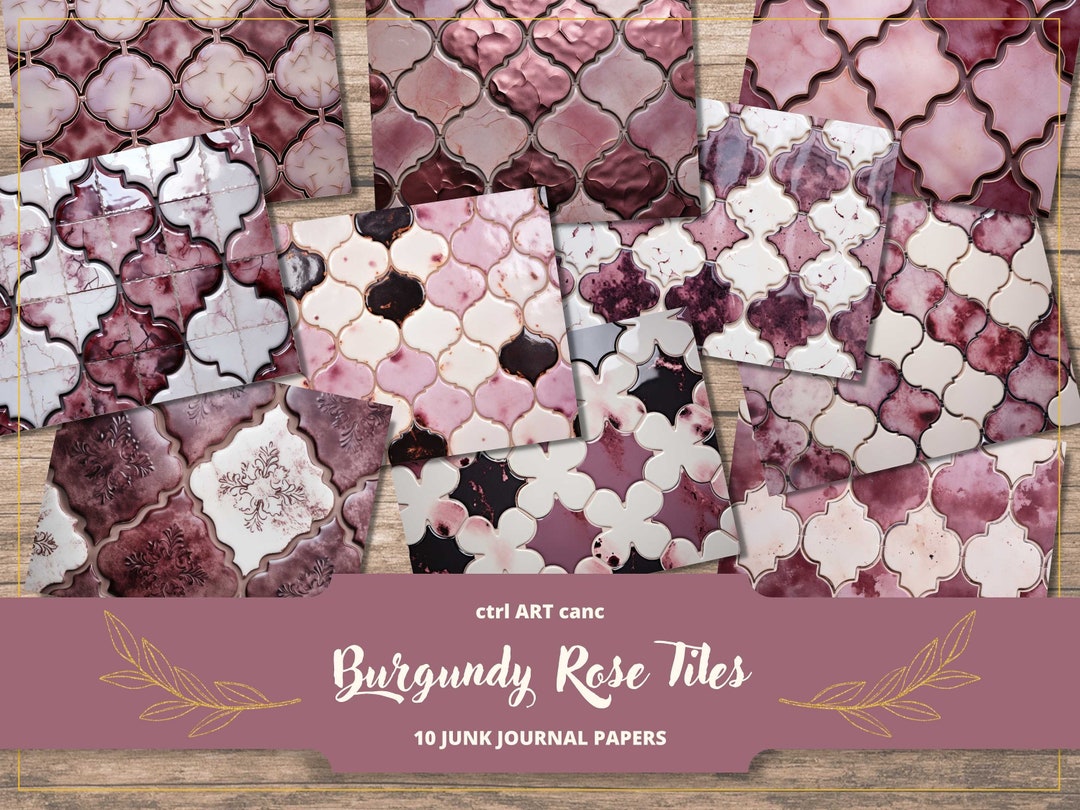 Red Tiles Junk Journal Kit Scrapbook Paper Printable Paper Digital ...