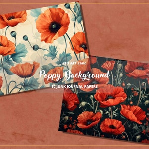 Poppy Junk Journal Kit Digital Paper Digital Scrapbook Kit Floral ...