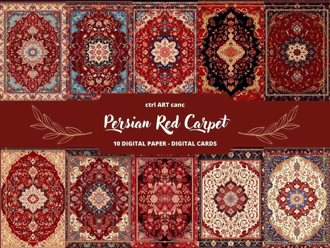 Persian Red Carpet Digital Paper: Junk Journal Kit (digital Download ...
