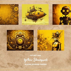 Steampunk Background Yellow Steampunk Digital Paper Instant Download ...