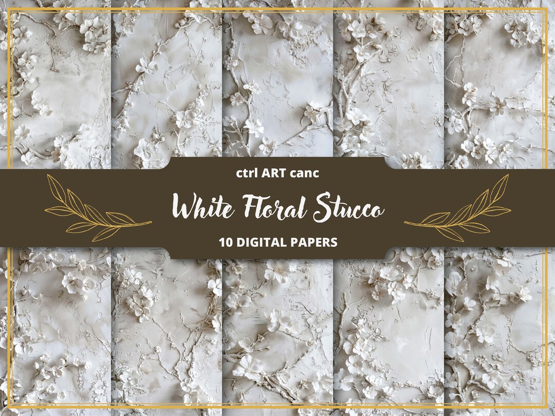 White Floral Digital Paper Floral Printable Kit Floral Scrapbook Junk ...