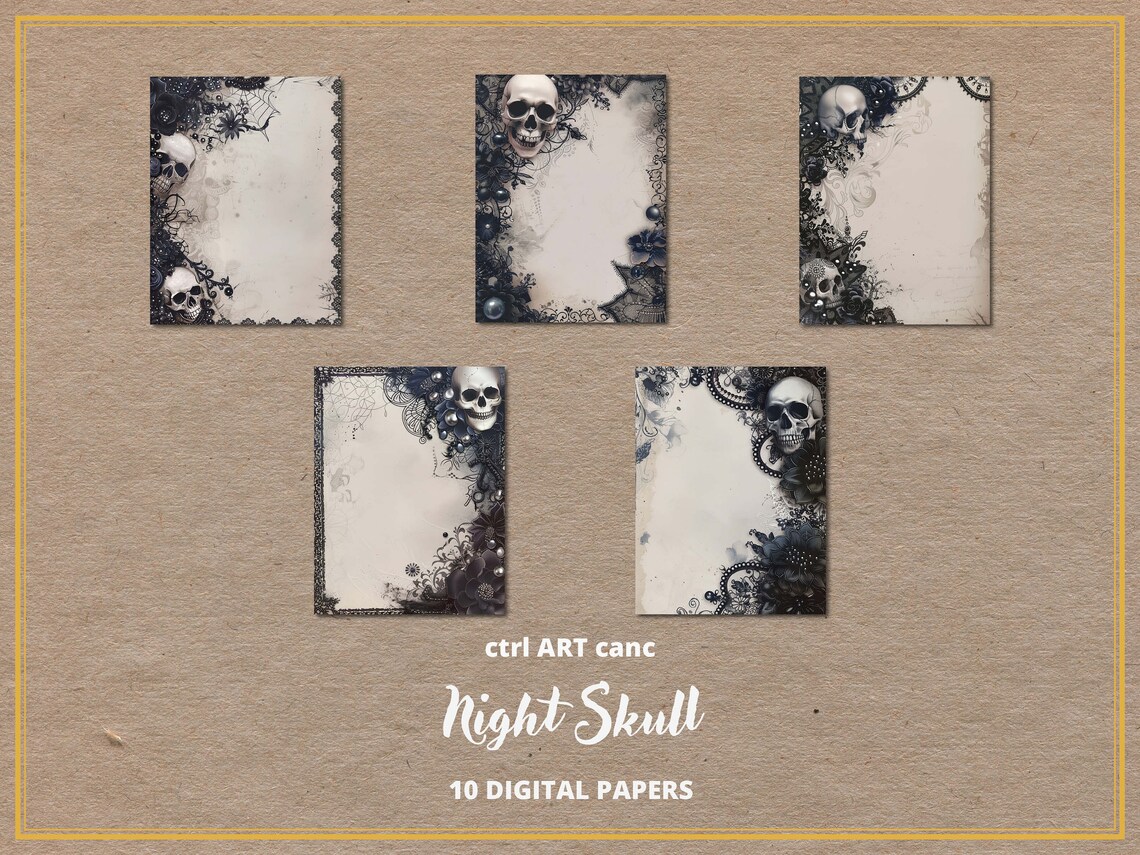 Skull Digital Paper for Junk Journal Kit Scrapbook Paper Gothic ...