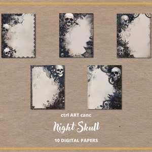 Skull Digital Paper for Junk Journal Kit Scrapbook Paper Gothic ...