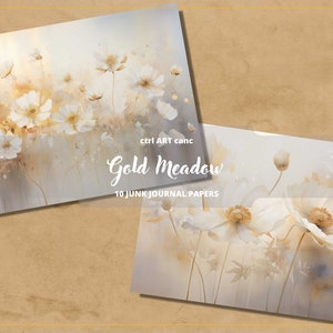 Gold Floral Junk Journal Kit: Printable Scrapbook Paper (digital ...