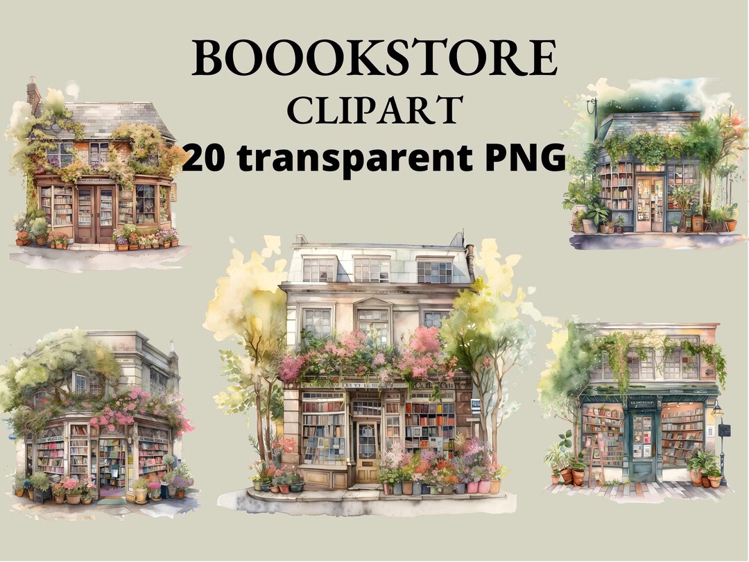 20 Bookstore Clip Art, Watercolor Book Shop, Reading, Reading Passion ...