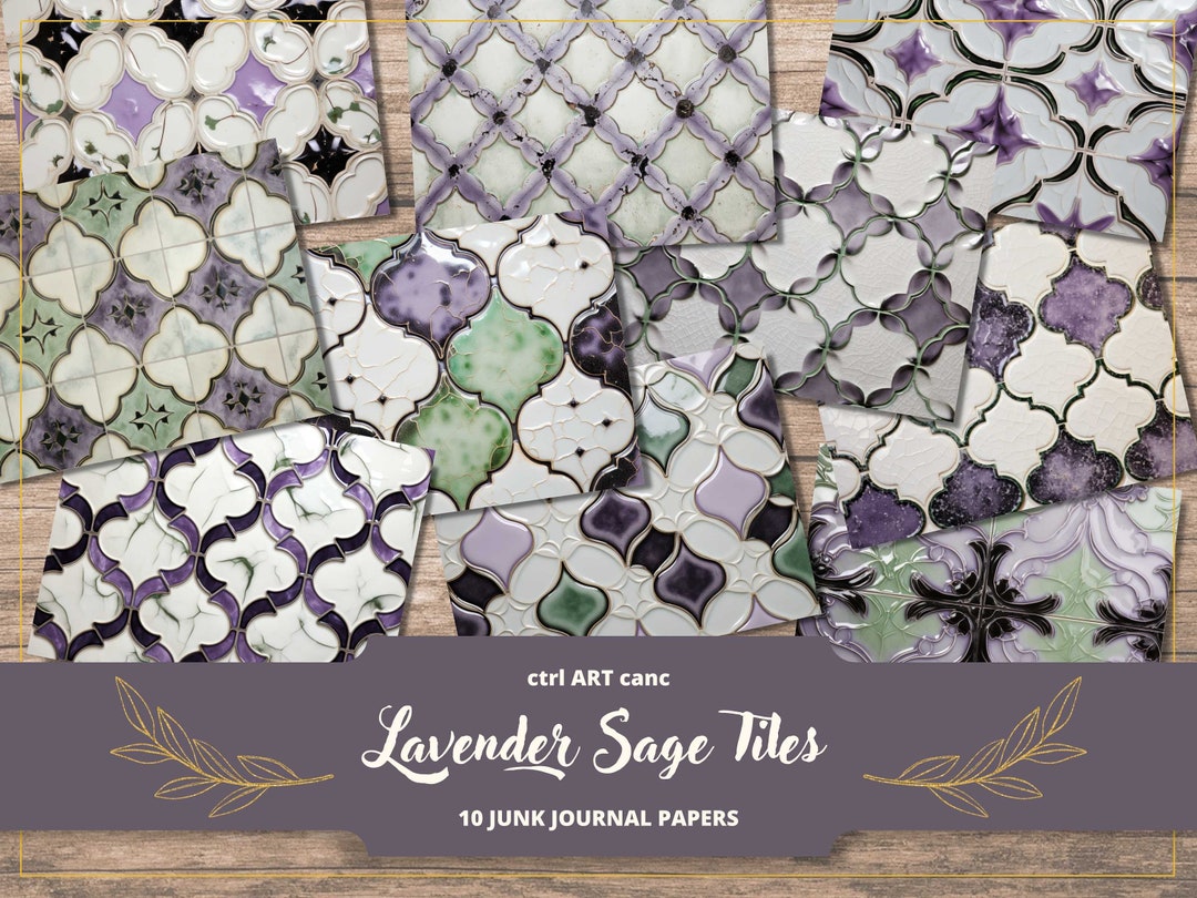 Purple Tiles Junk Journal Kit: Printable Scrapbook Paper (digital ...