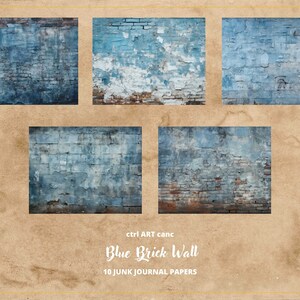 Brick Wall Texture Junk Journal Paper Blue Scrapbook Digital Paper for ...