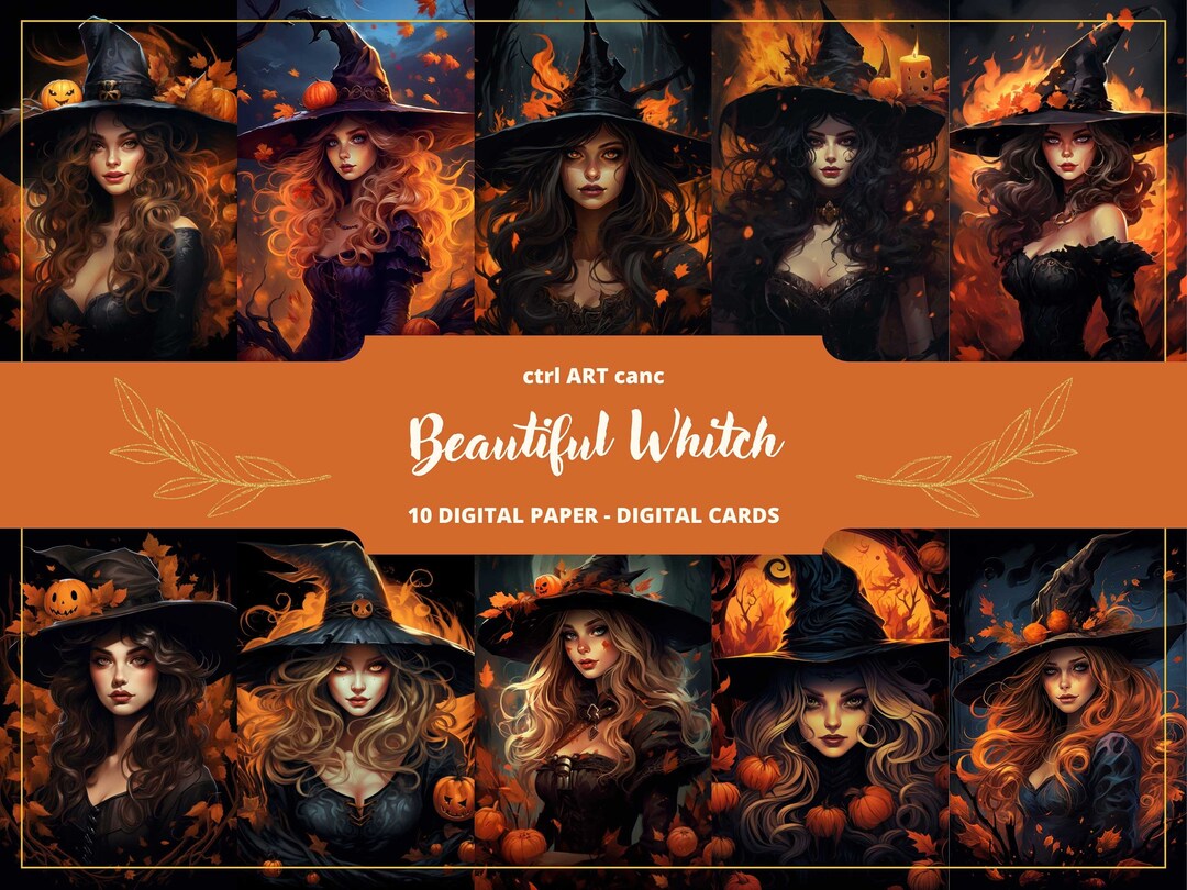 Halloween Witch Digital Paper: Junk Journal Scrapbook (JPEG Files) - Etsy