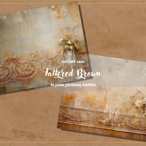 Tattered Brown Digital Paper Brown Journal Paper for Junk Journal ...