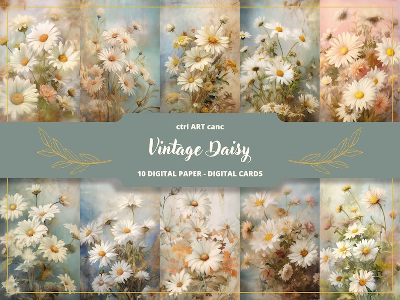 Vintage Daisy Printable Daisy Digital Paper Romantic Decor - Etsy