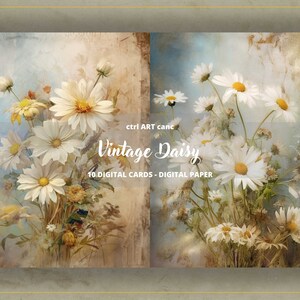 Vintage Daisy Printable, Daisy Digital Paper, Romantic Decor, Journal ...