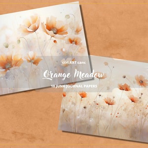 Orange Floral Junk Journal Kit Printable Floral Paper Orange Paper for ...