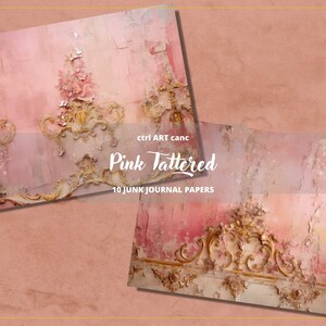 Tattered Pink Digital Paper Pink Journal Paper for Junk Journal ...