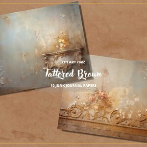 Tattered Brown Digital Paper Brown Journal Paper for Junk Journal ...