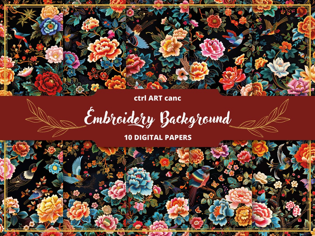 China Embroidery Digital Paper: Floral Scrapbook Texture (digital ...