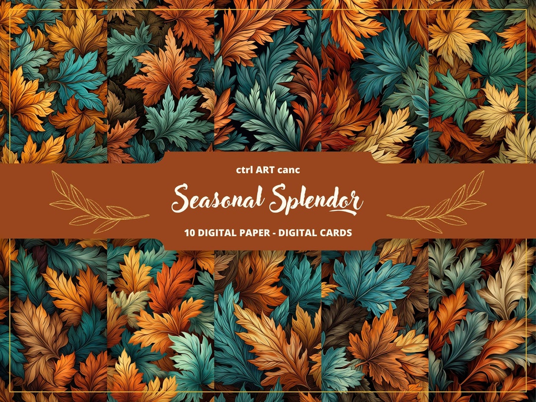 Autumn Leaves Digital Paper, Autumn Scrapbook Background, Autumn Junk ...