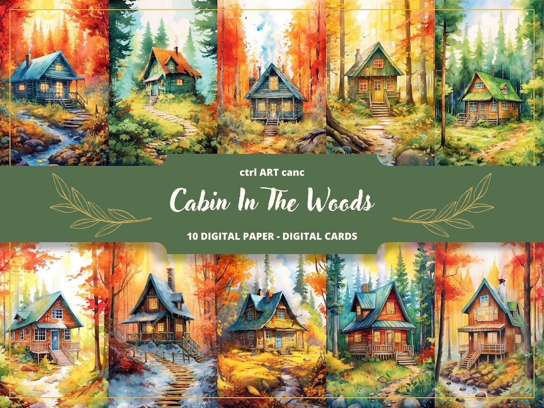Cabin in the Woods Printable, Cottage Digital Paper, Cozy Cabin Digital ...