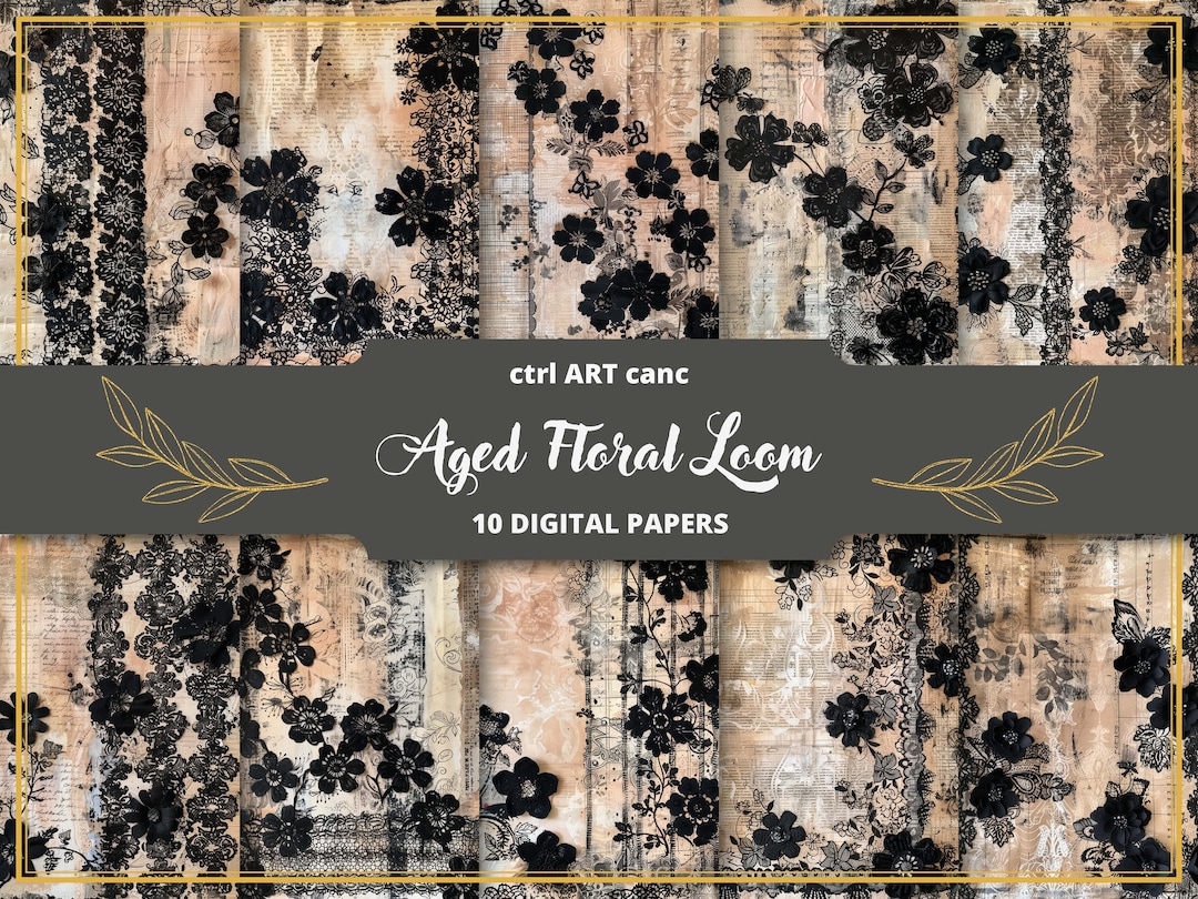 Dark Floral Lace Digital Paper Lace Journal Kit Lace Scrapbook Paper ...