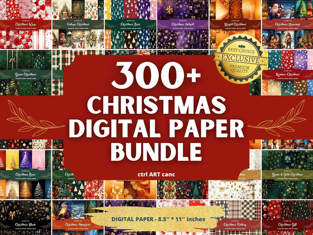 Christmas Printable Paper Bundle for Christmas Decor Printable Digital ...