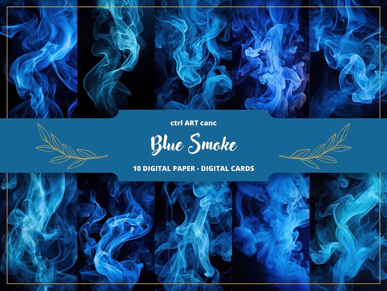 Blue Smoke Effect Printable Paper: Abstract Art Background (digital ...