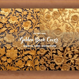 Gold Book Cover Printable Gold Paper Decor Printable Golden Digital ...