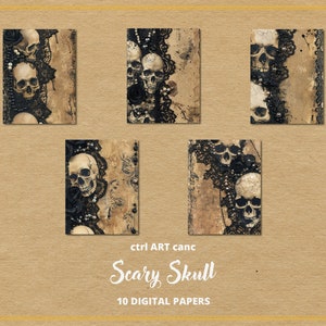 Skull Digital Paper for Junk Journal Kit Scrapbook Paper Gothic ...
