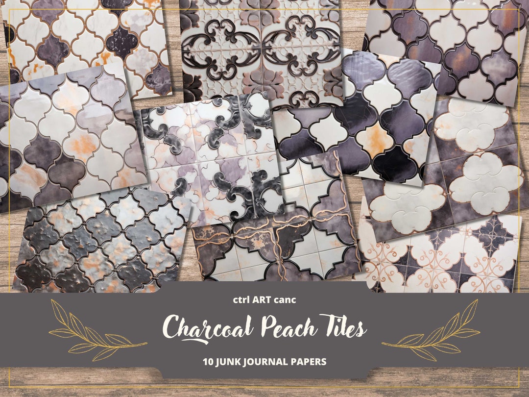 Gray Tiles Junk Journal Kit Scrapbook Paper Printable Paper Digital ...