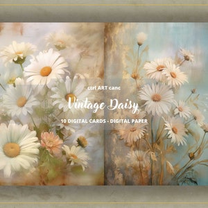 Vintage Daisy Printable, Daisy Digital Paper, Romantic Decor, Journal ...