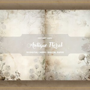 Antique Floral Digital Paper, Invitation Paper, Digital Paper, Journal ...