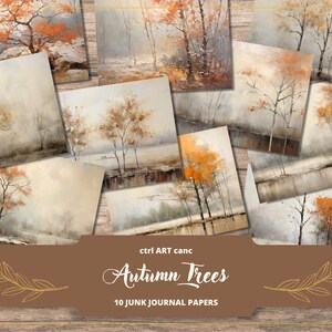 Autumn Trees Art for Journal Art for Cabin Autumn Wall Art Autumn Junk ...